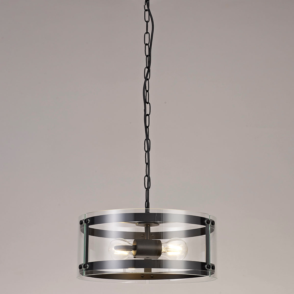 PRO0017 Propus Pendant 2 Light in a Matt Black/Clear Finish – Hillano